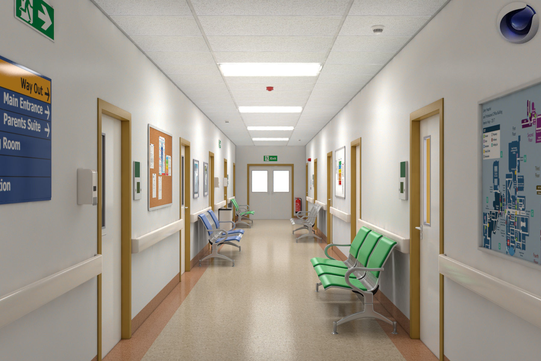 Hospital Hall V3 3D model | CGTrader