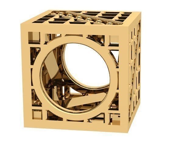PANDORA gold ring with square shape 3D model 3D printable | CGTrader