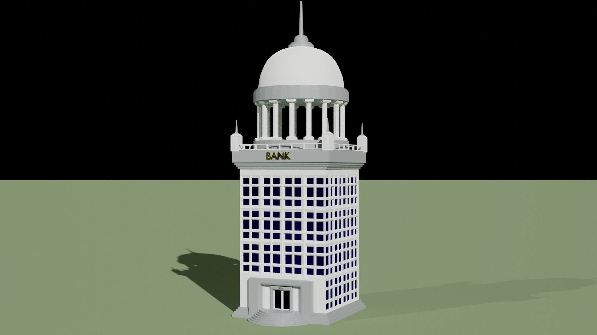 3D model building Bank | CGTrader