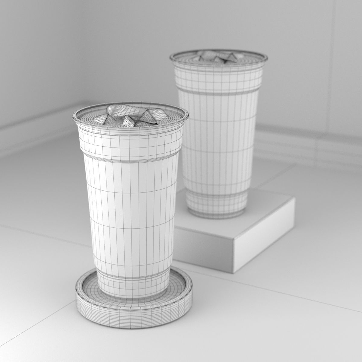 Orange Squash and Milk Tea With Plastic Cup 3D model | CGTrader