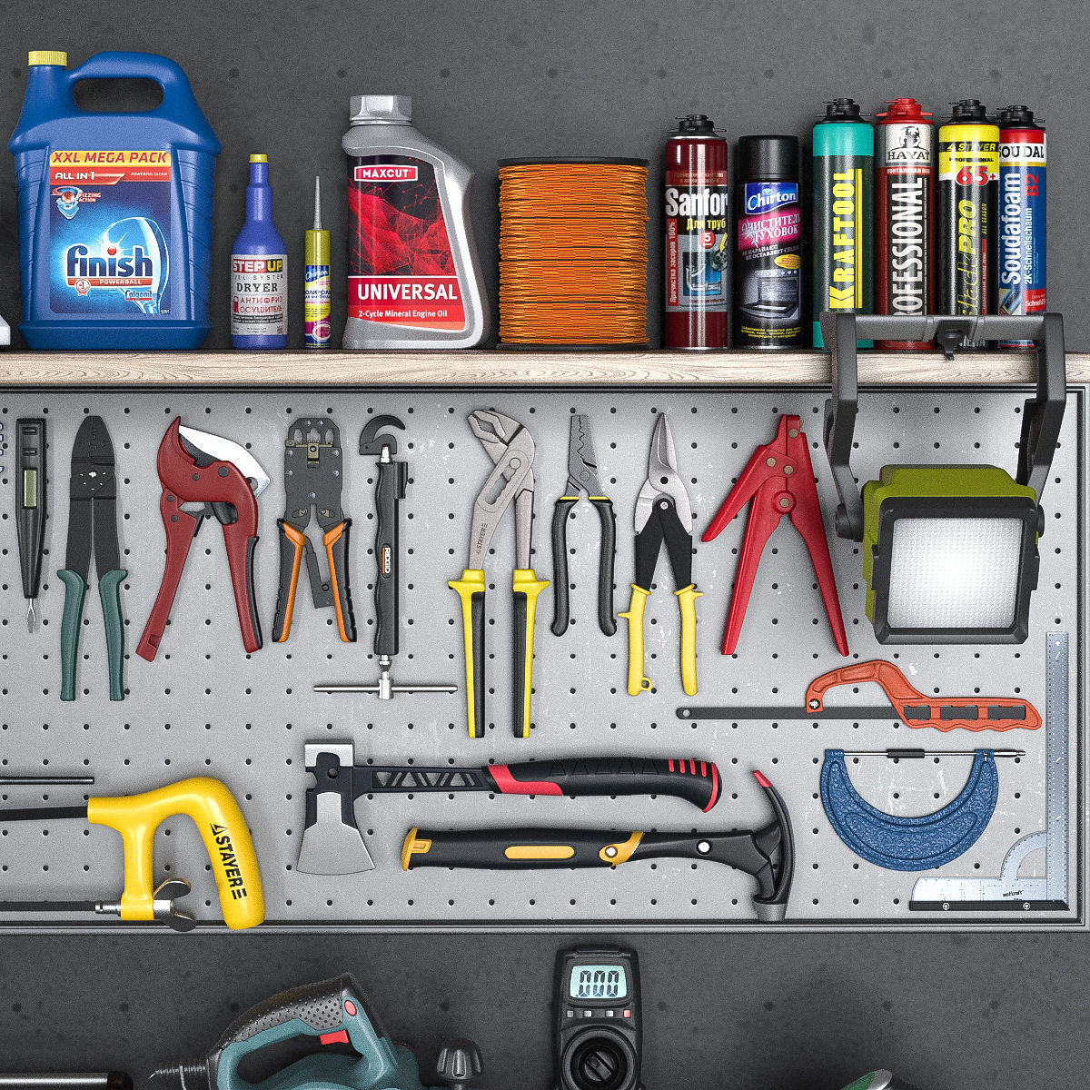 3D model garage tools set 5 VR / AR / low-poly | CGTrader