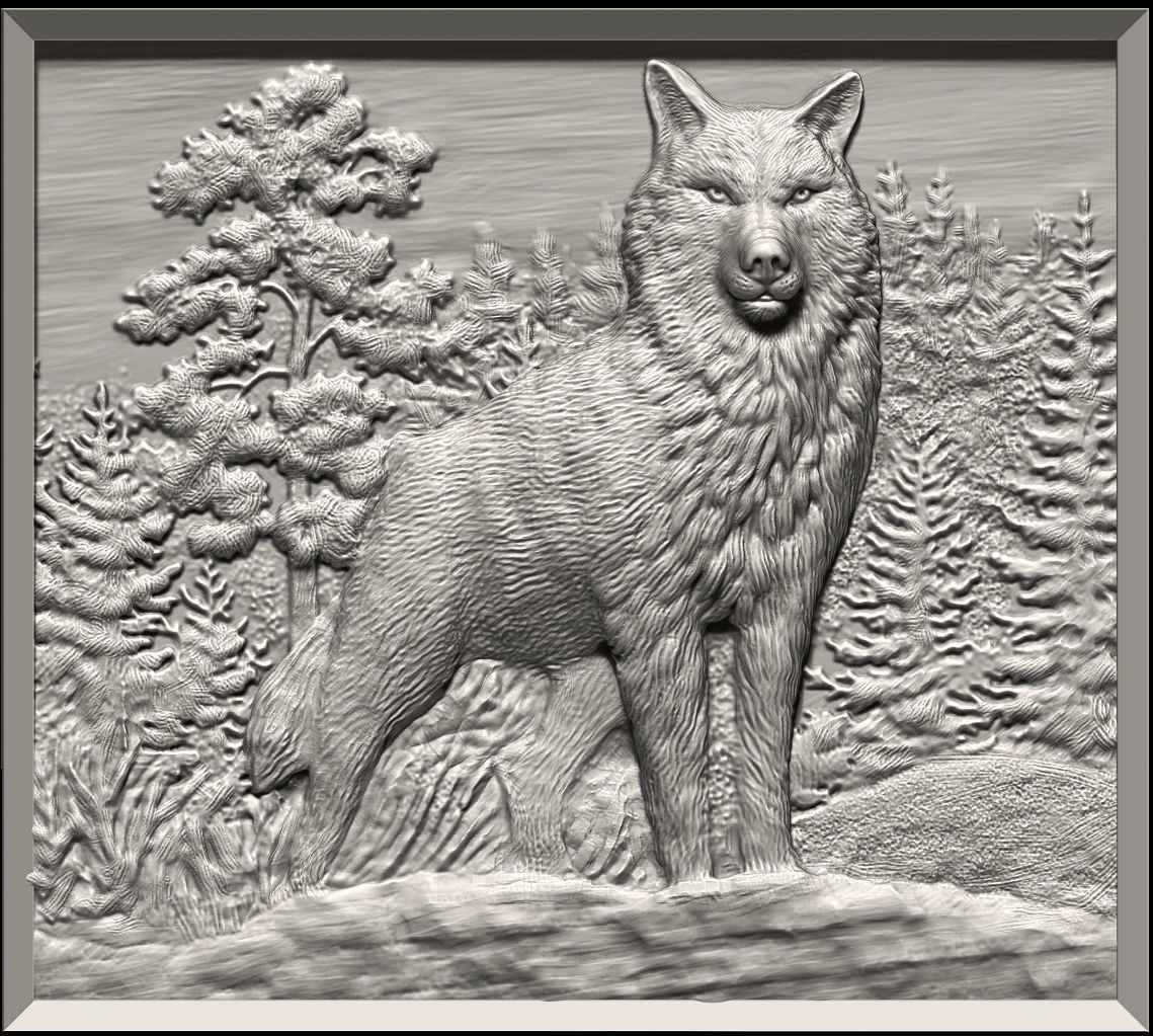 Wolf bas relief 3D model 3D printable | CGTrader