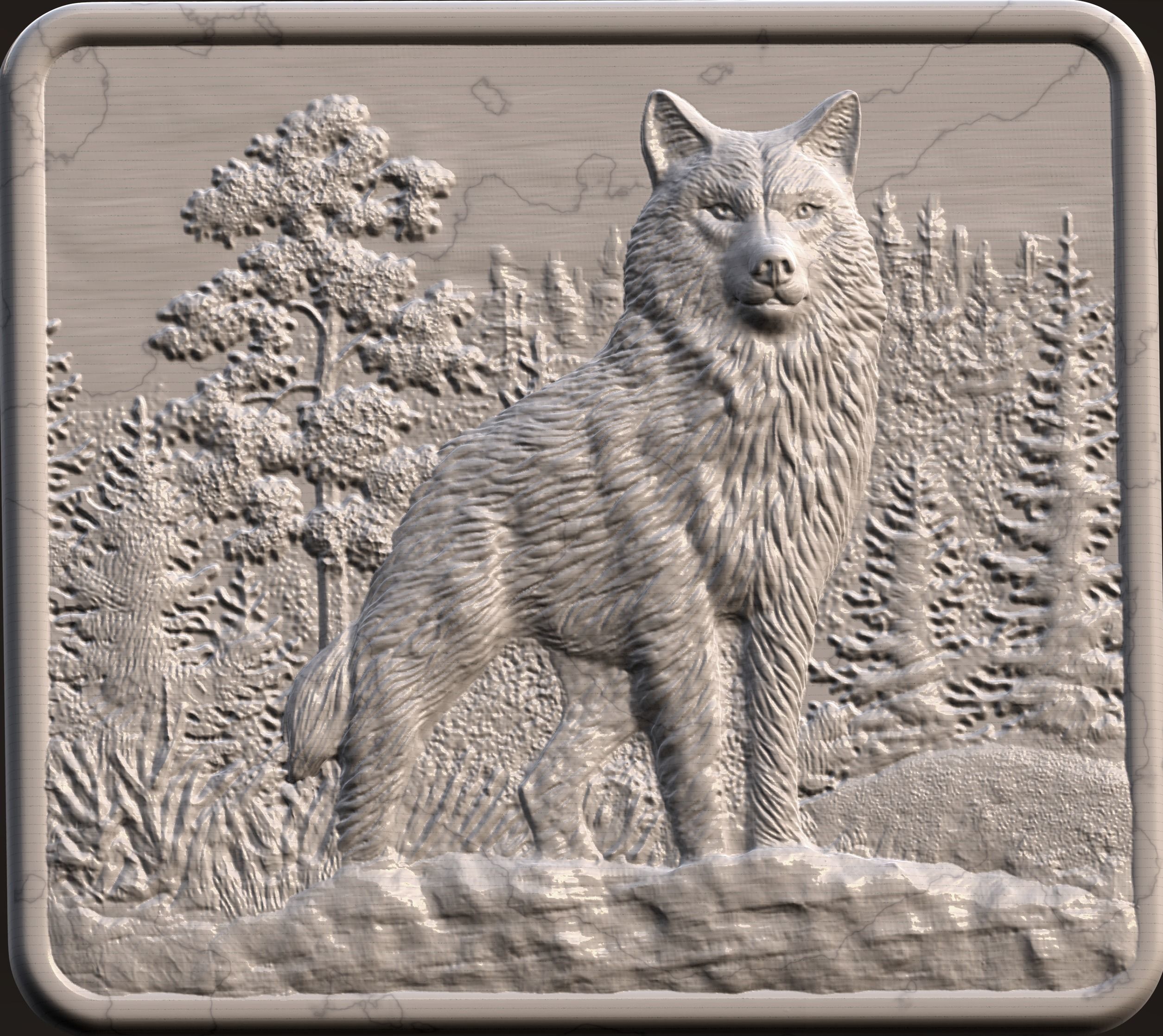 Wolf bas relief 3D model 3D printable | CGTrader