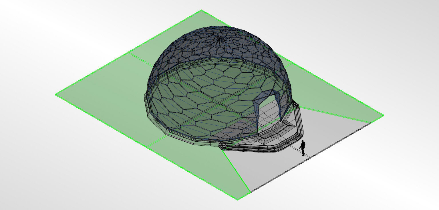 Hexagonal geodesic dome like structure with entry 3D model | CGTrader