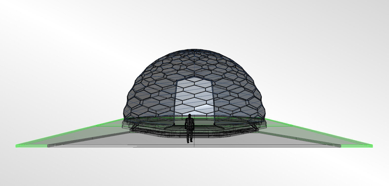Hexagonal geodesic dome like structure with entry 3D model | CGTrader