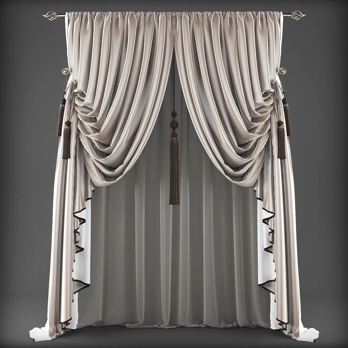 3D model Curtain 3D with drapes and tassels VR / AR / low-poly | CGTrader