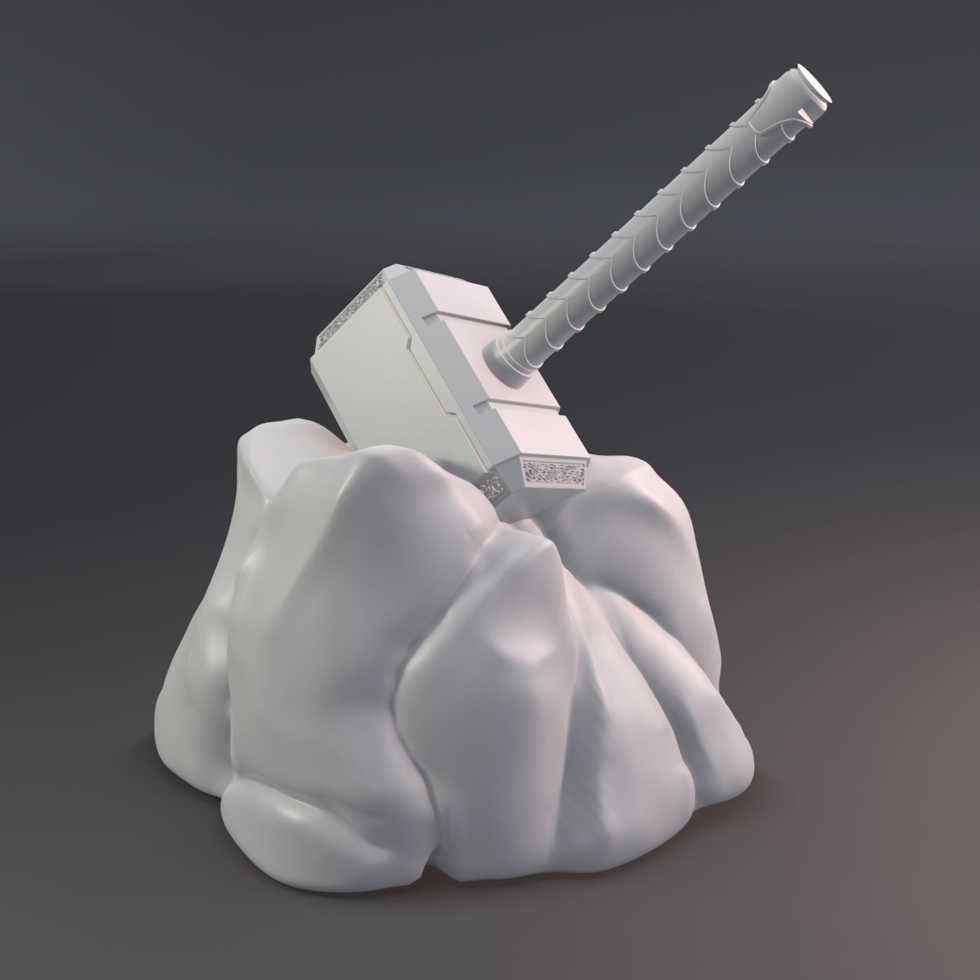 Thor hammer in stone 3D model 3D printable | CGTrader