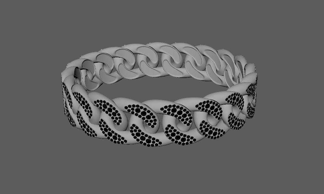 Cuban Link Bracelet with Diamonds 3D model animated | CGTrader