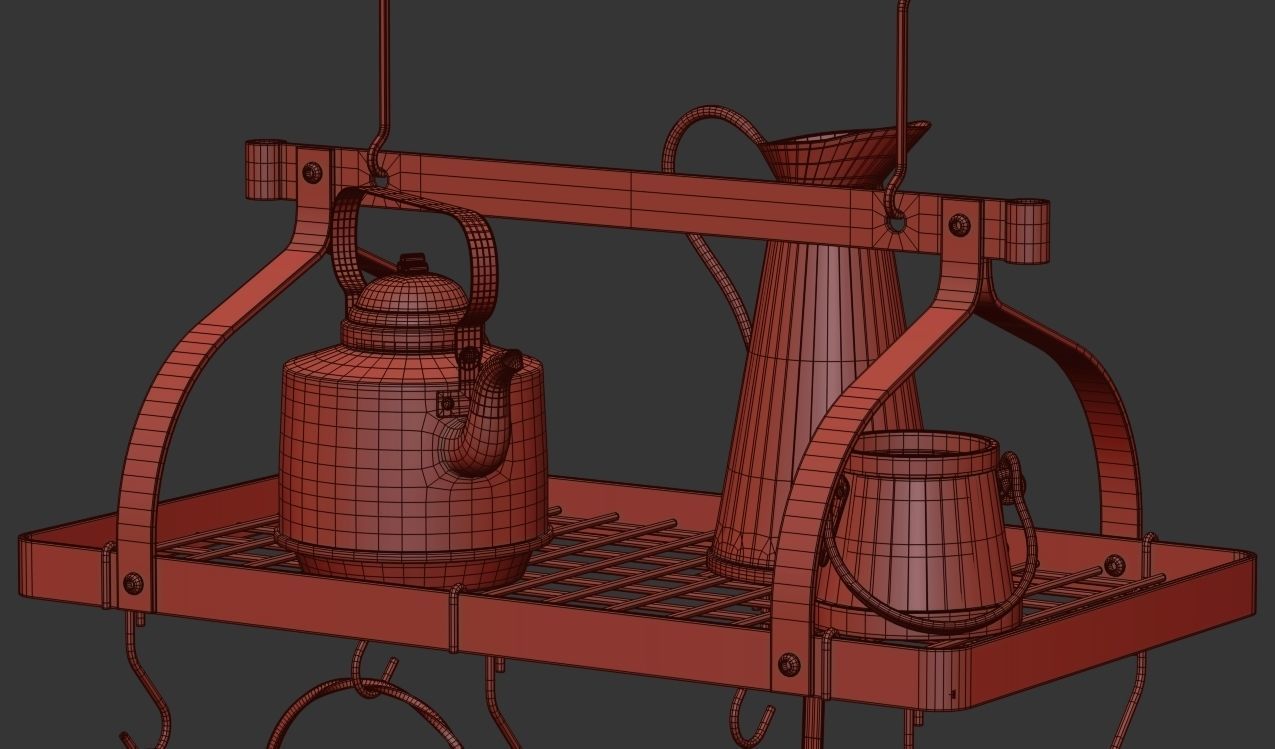 Enclume Grande Cuisine Rectangular Ceiling Pot Rack 3D model | CGTrader