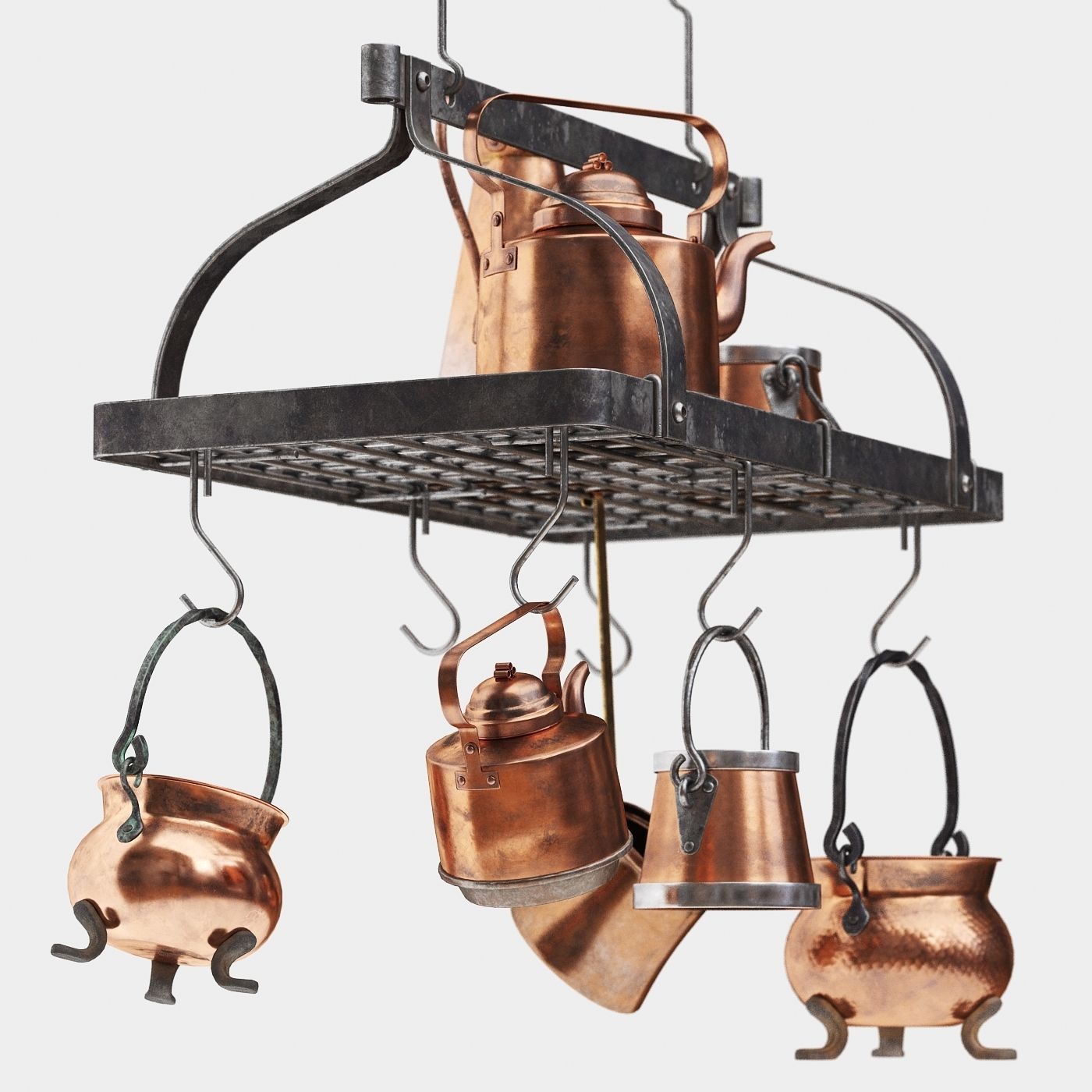 Enclume Grande Cuisine Rectangular Ceiling Pot Rack 3D model | CGTrader