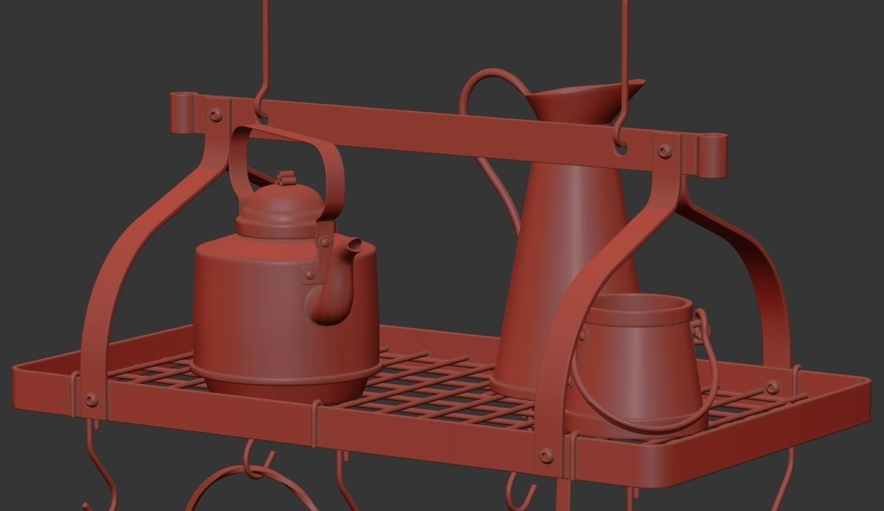 Enclume Grande Cuisine Rectangular Ceiling Pot Rack 3D model | CGTrader