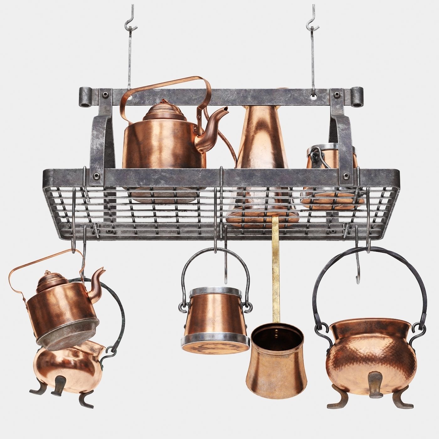 Enclume Grande Cuisine Rectangular Ceiling Pot Rack 3D model | CGTrader