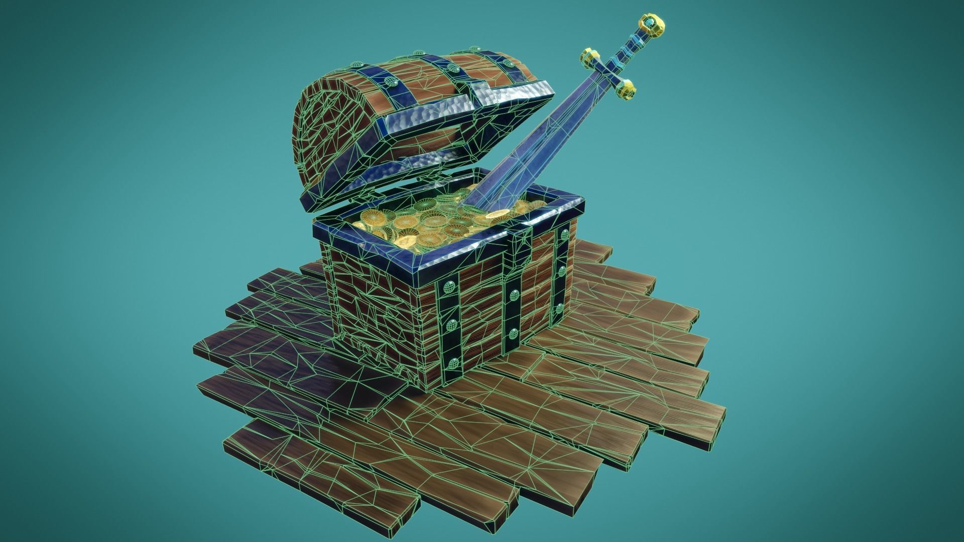 3D model Treasure Chest Sword asset VR / AR / low-poly | CGTrader
