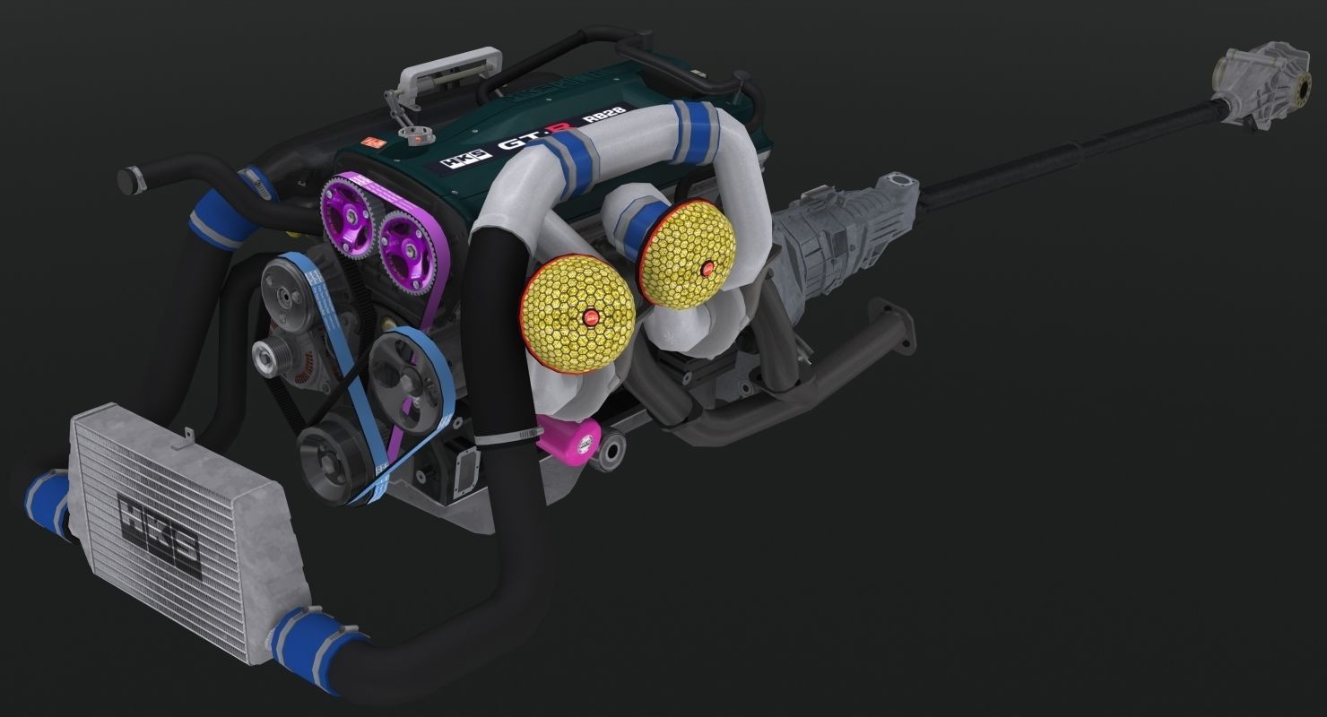 3D model Nissan RB28 Twin Turbo by HKS engine VR / AR / low-poly | CGTrader