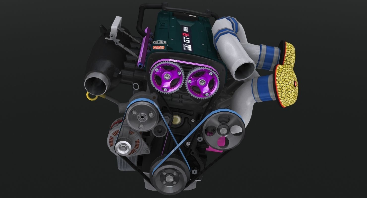 3D model Nissan RB28 Twin Turbo by HKS engine VR / AR / low-poly | CGTrader