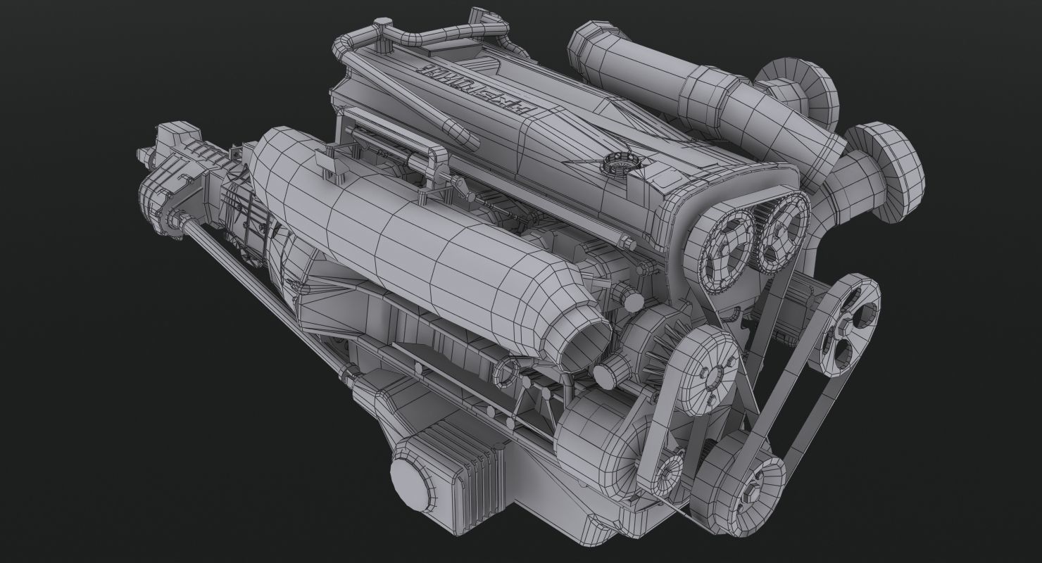 3D model Nissan RB28 Twin Turbo by HKS engine VR / AR / low-poly | CGTrader