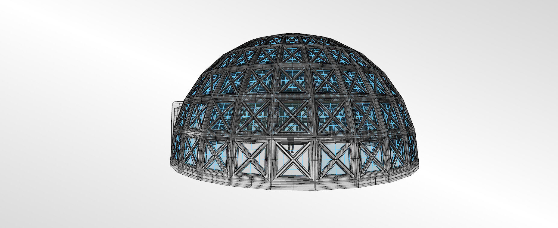 Large steel dome with glass panels and entry 3D model | CGTrader