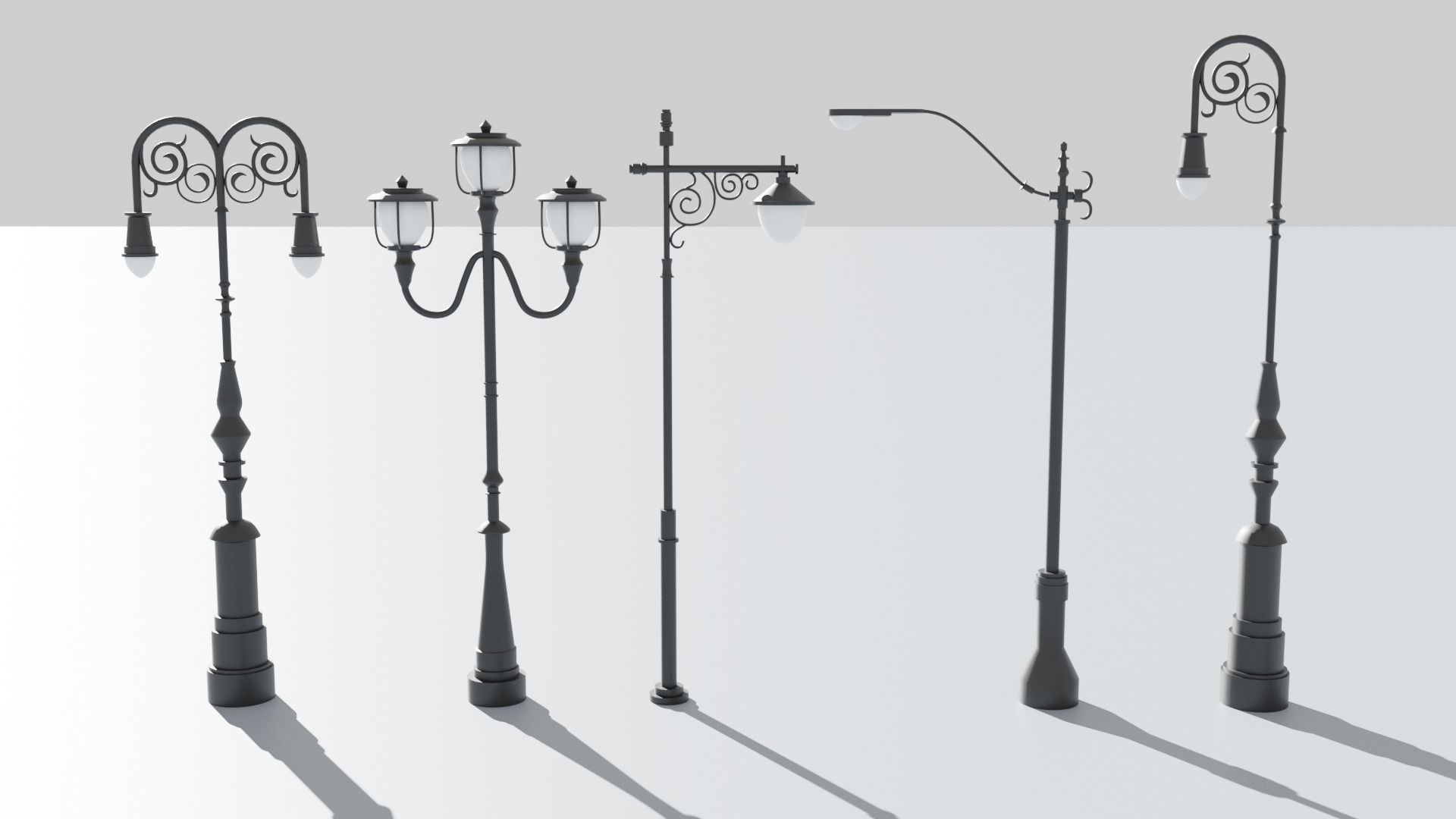 Street light - 14 pieces 3D model 3D model | CGTrader