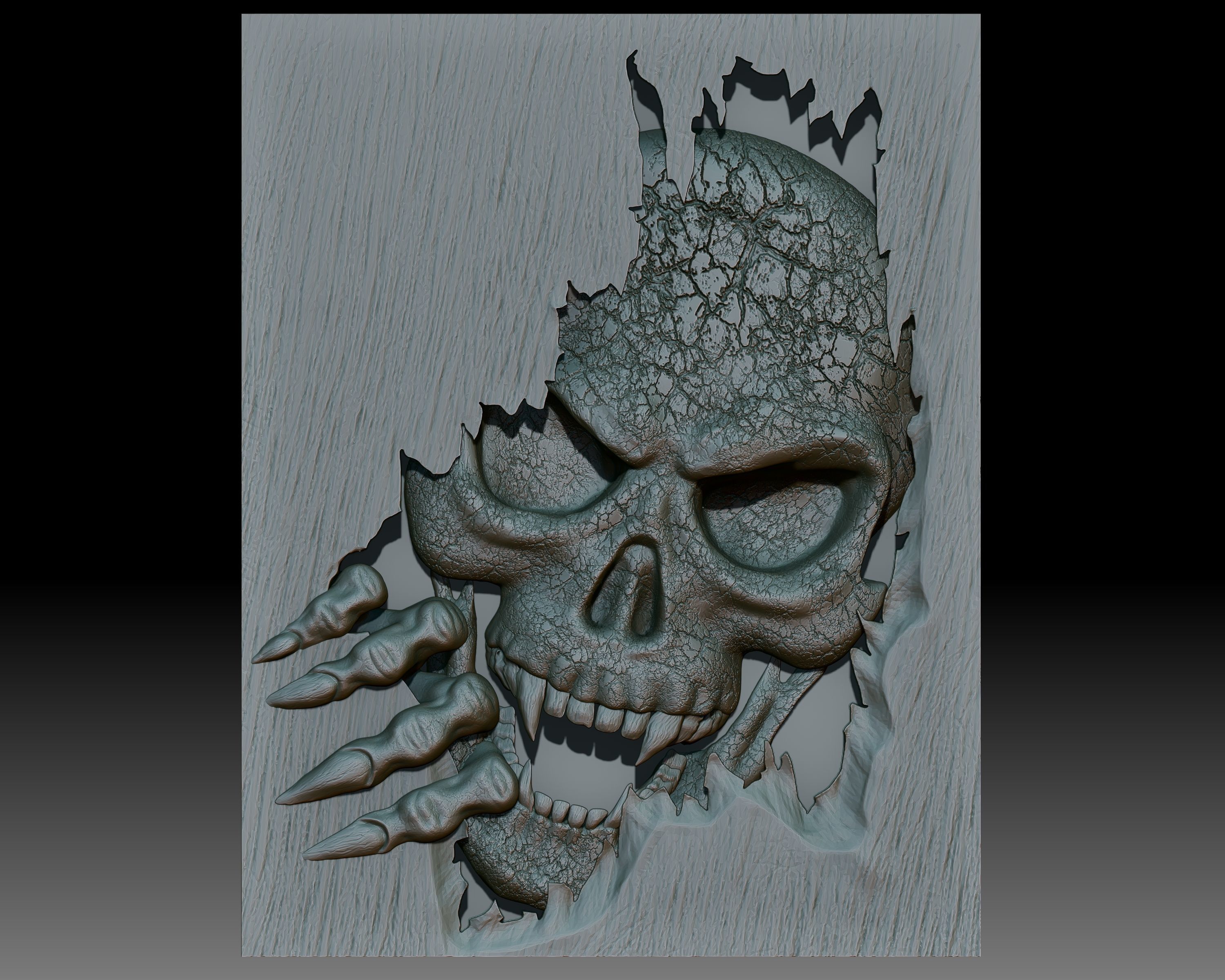 Skull monster bas-relief 3D model for CNC or 3D printing 3D model 3D ...