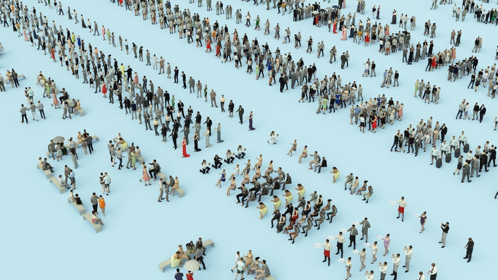 3D model 3D PEOPLE CROWDS- ULTIMATE SPEED SOLUTION VR / AR / low-poly ...