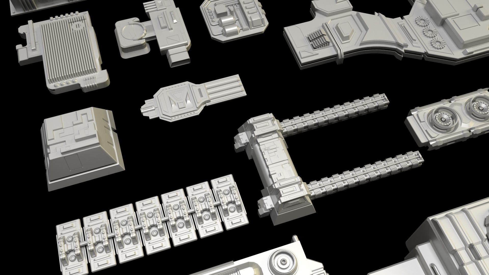 greeble and sci fi pieces 3D model | CGTrader