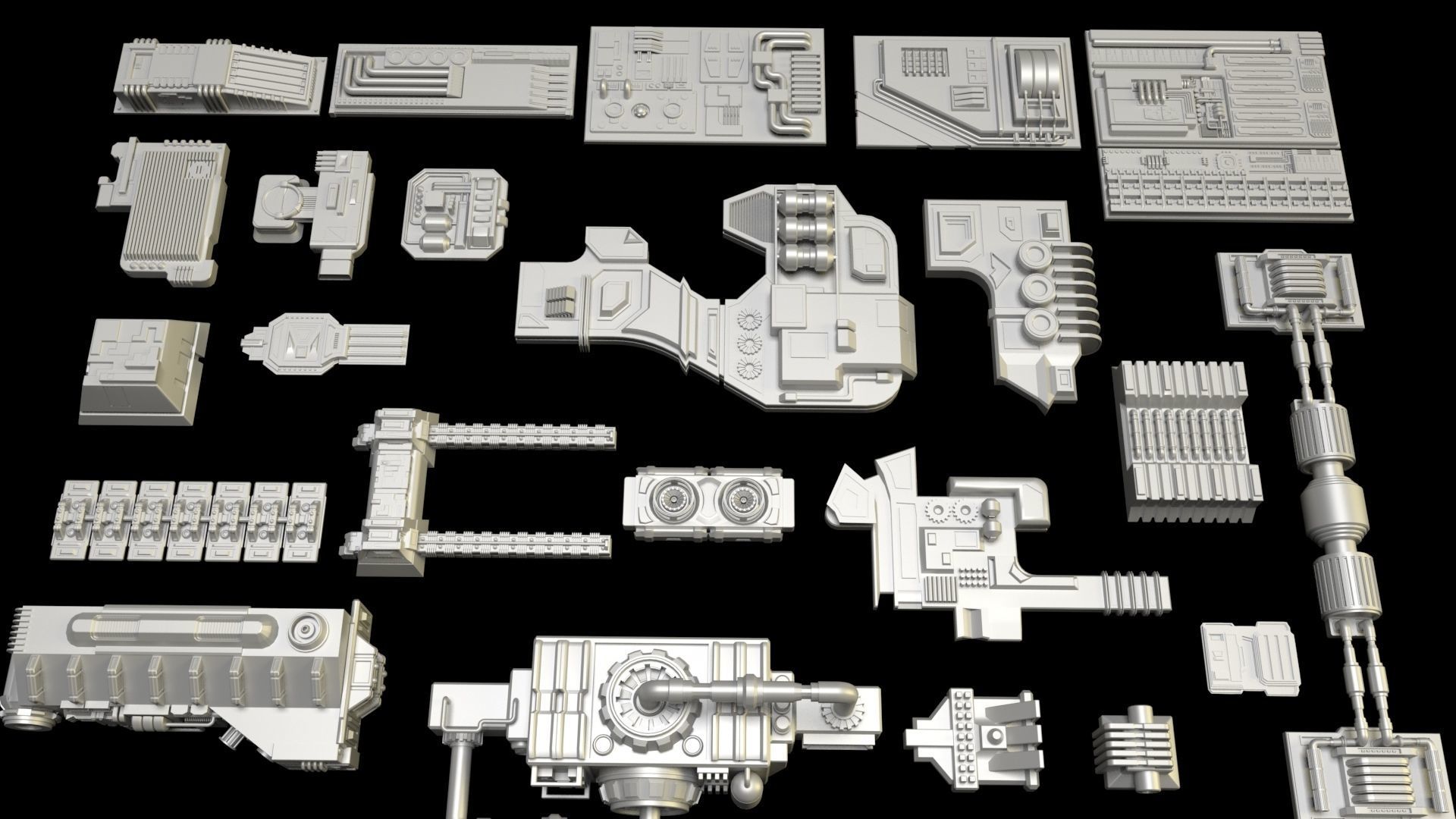 greeble and sci fi pieces 3D model | CGTrader