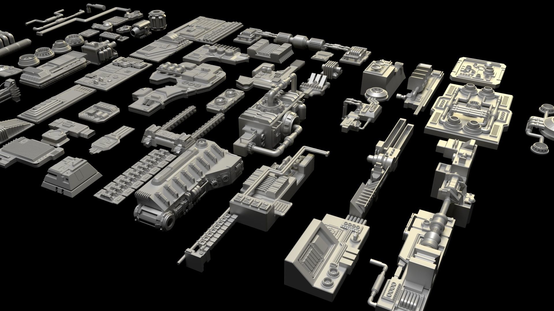 greeble and sci fi pieces 3D model | CGTrader