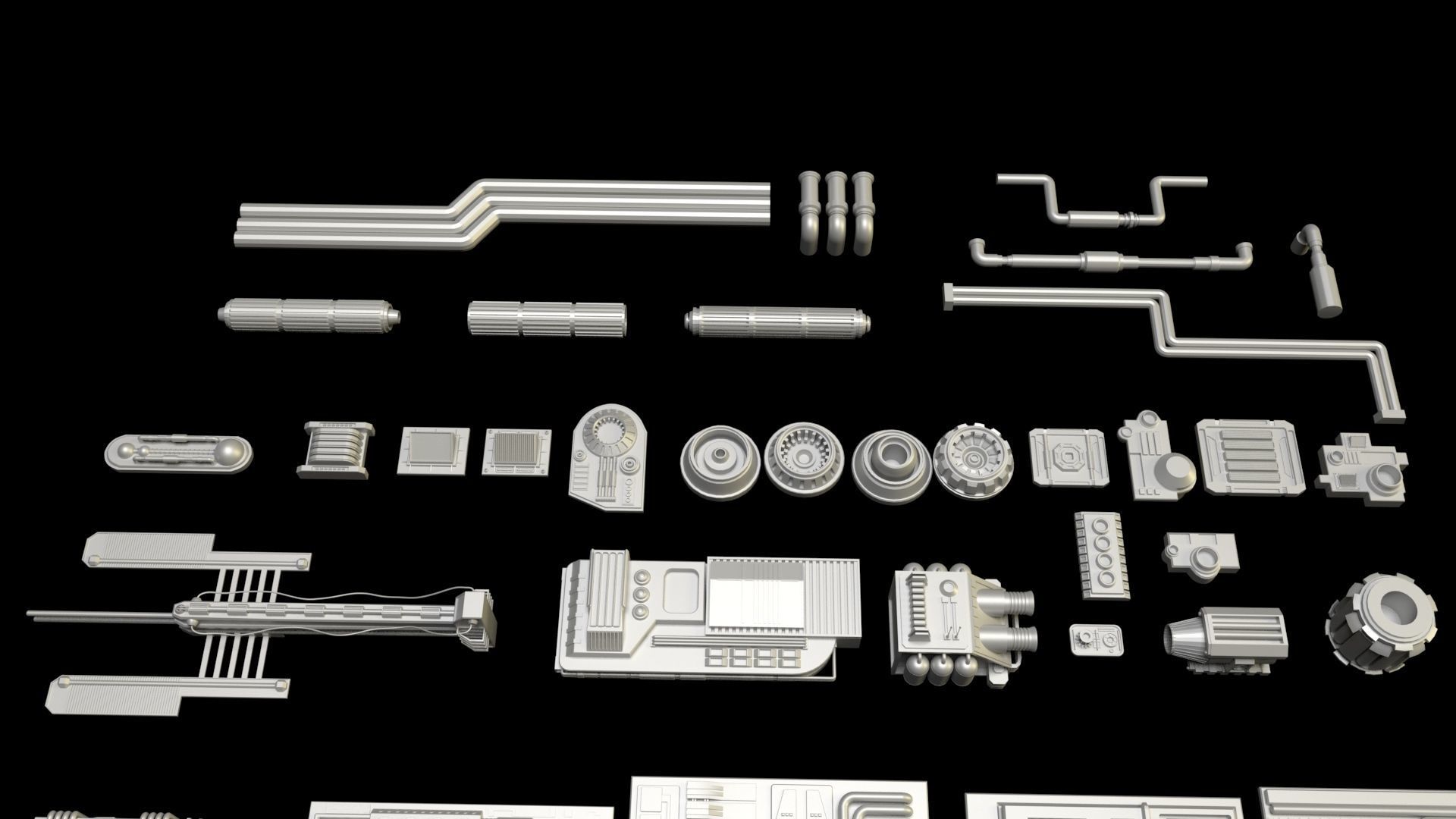 greeble and sci fi pieces 3D model | CGTrader