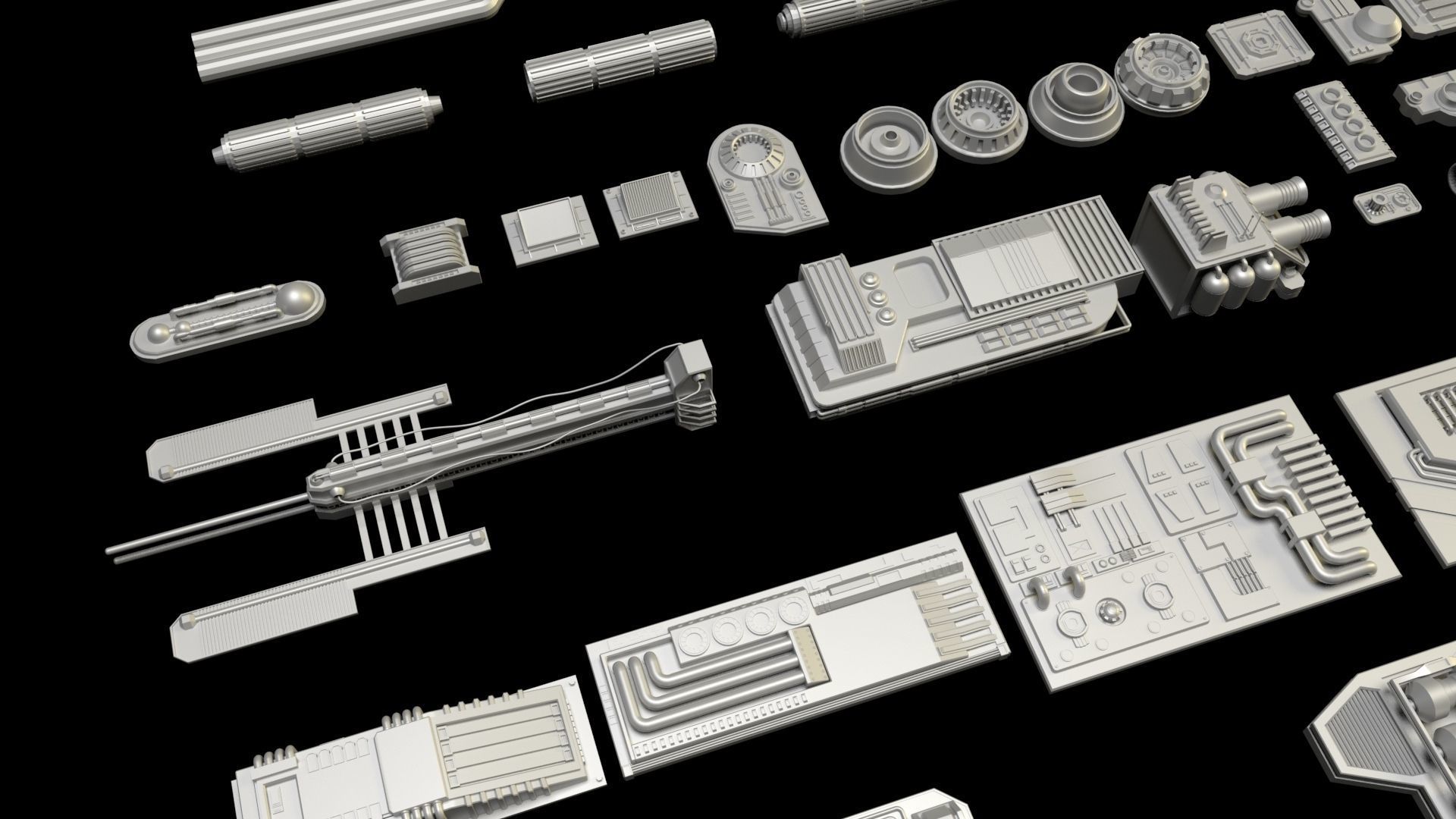 greeble and sci fi pieces 3D model | CGTrader