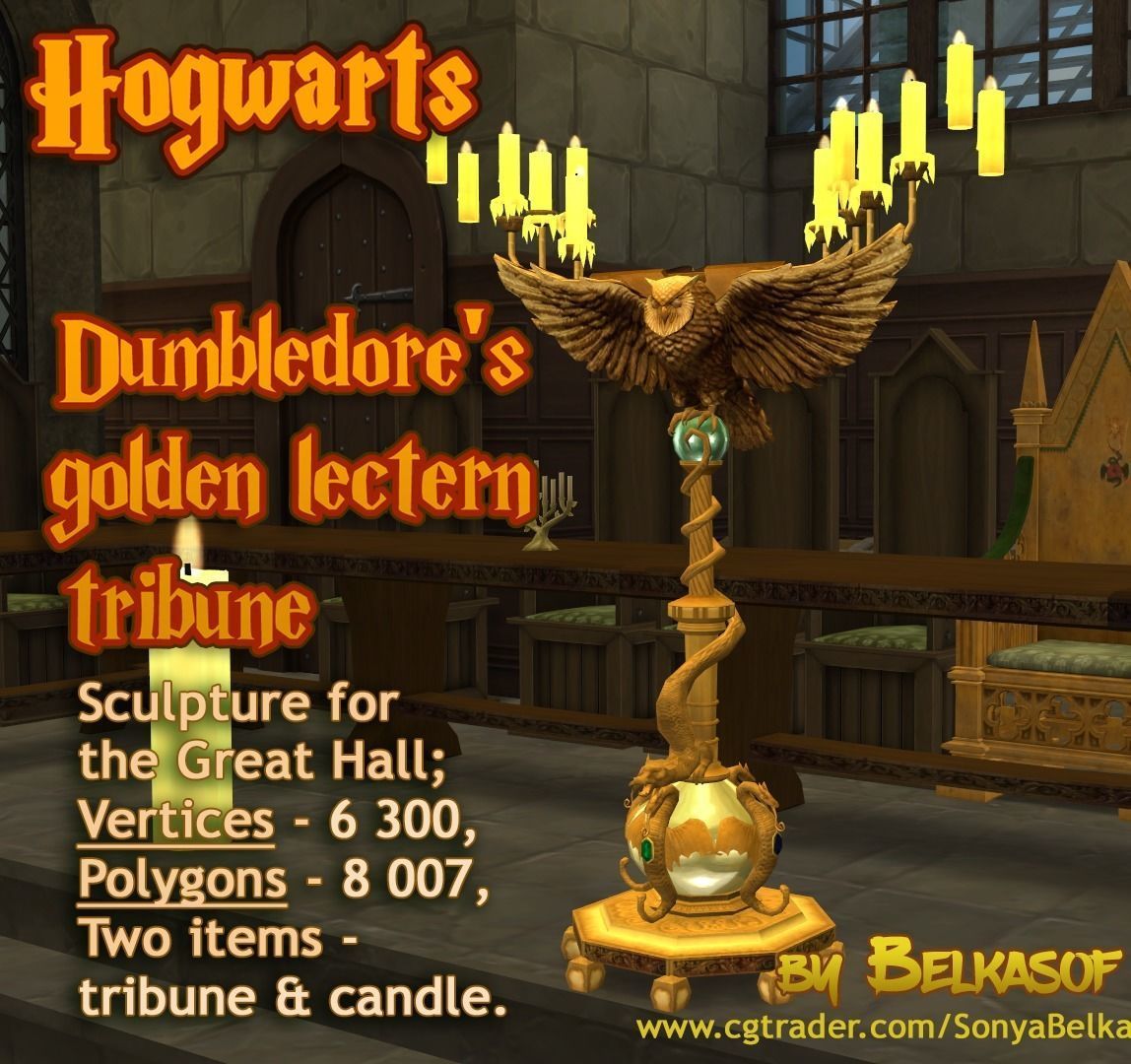 3D model Hogwarts Dumbledores golden lectern tribune - 3d Sculpture VR ...