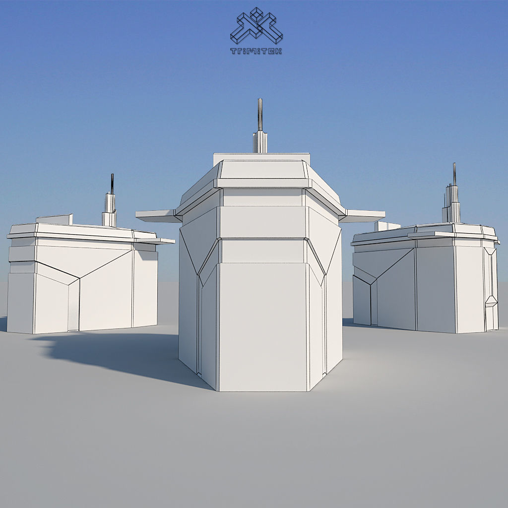 Low Poly Modern Building Set 02 3D Model Collection | CGTrader