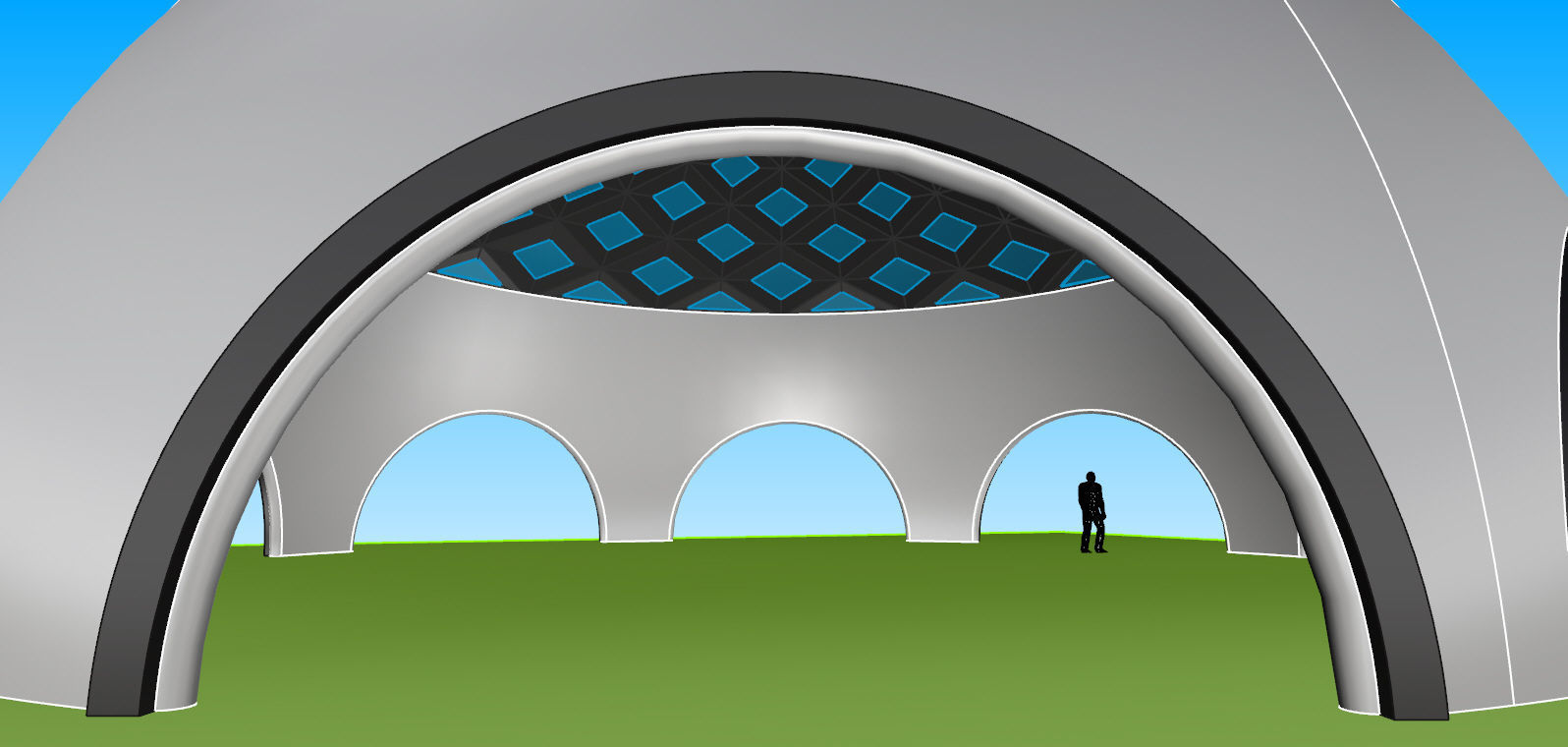 3D Dome large arena structure with atrium 3D model | CGTrader