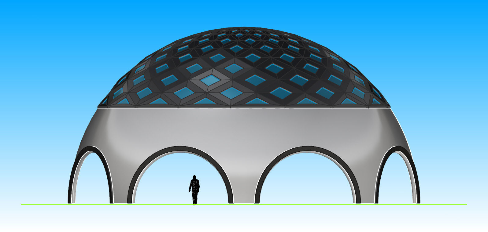 3D Dome large arena structure with atrium 3D model | CGTrader