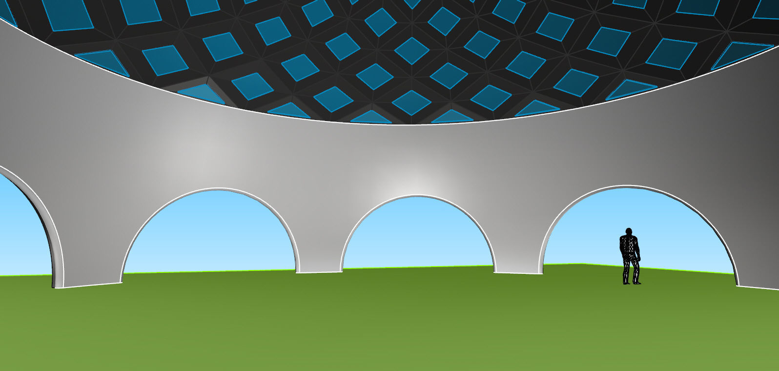 3D Dome large arena structure with atrium 3D model | CGTrader