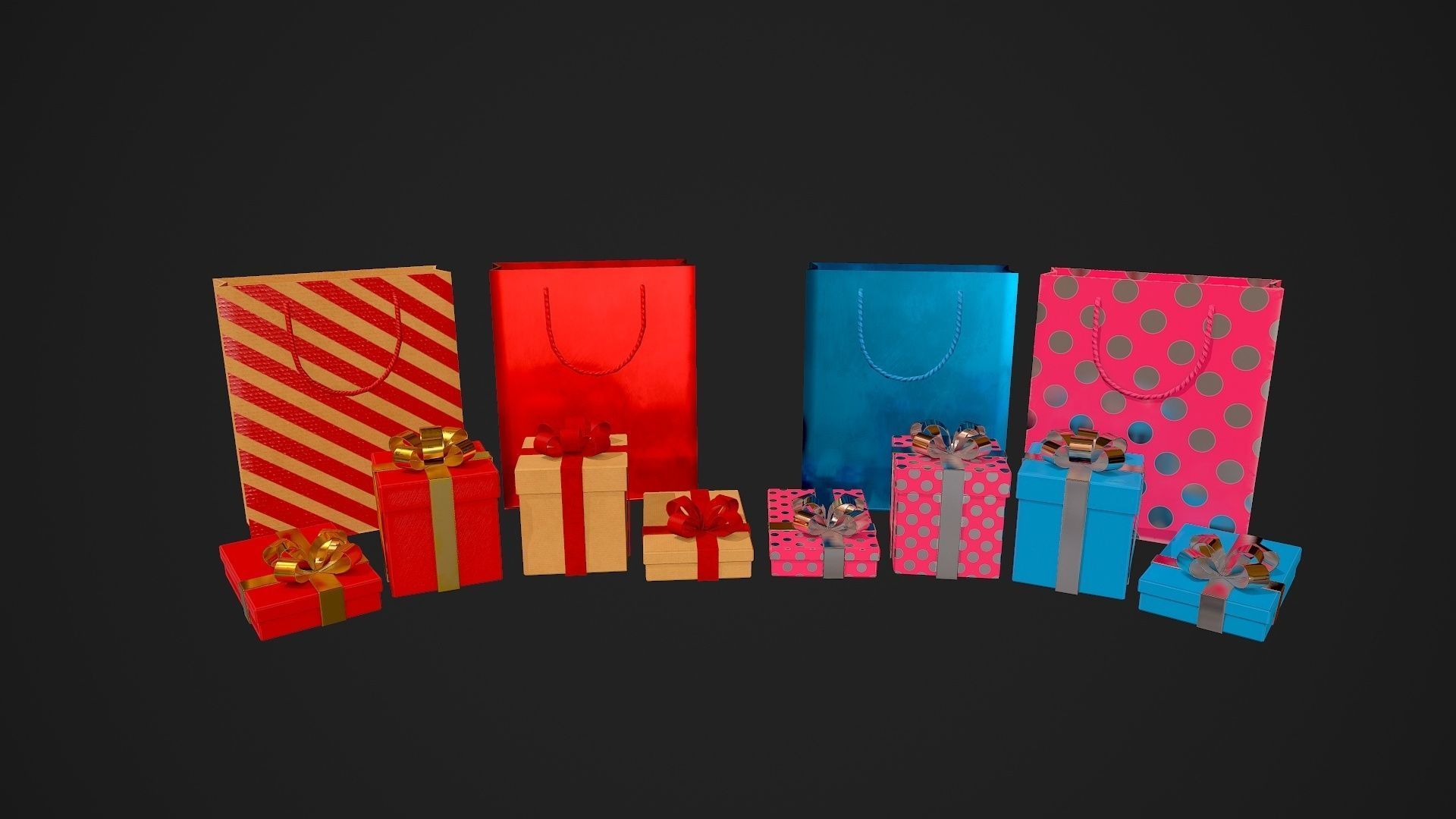 3D model Birthday Gift Pack VR / AR / low-poly | CGTrader