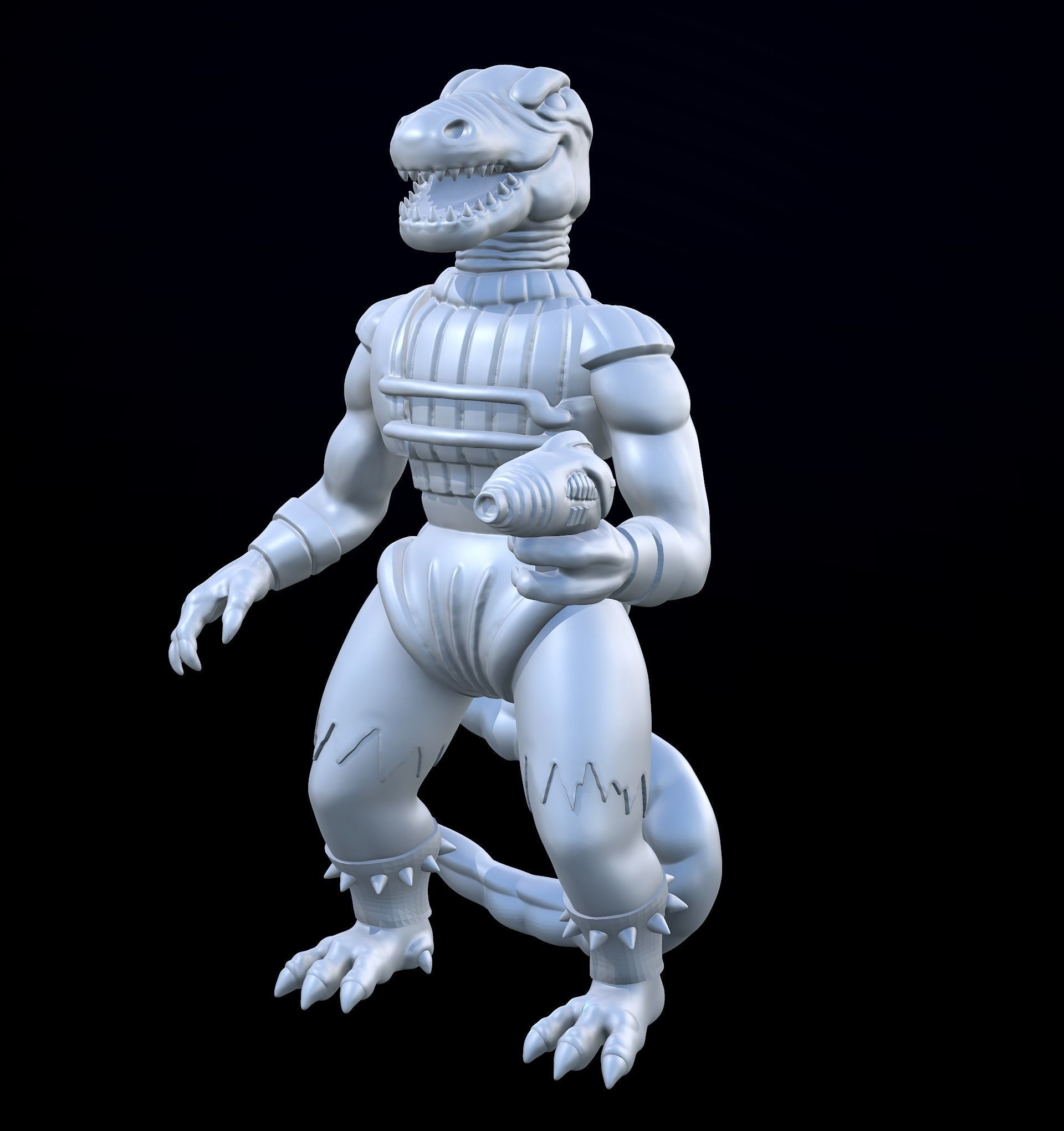 Dinosaucers dinosaur holding gun 3D model 3D printable | CGTrader
