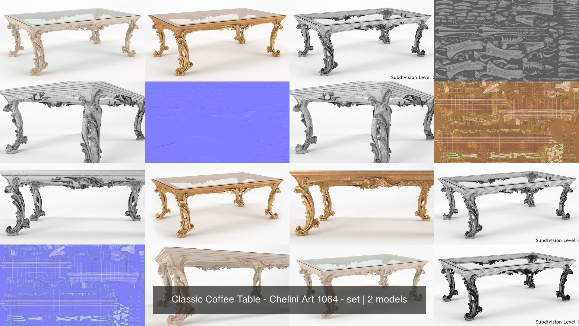 Classic Coffee Table - Chelini Art 1064 - set 3D Model Collection | CGTrader
