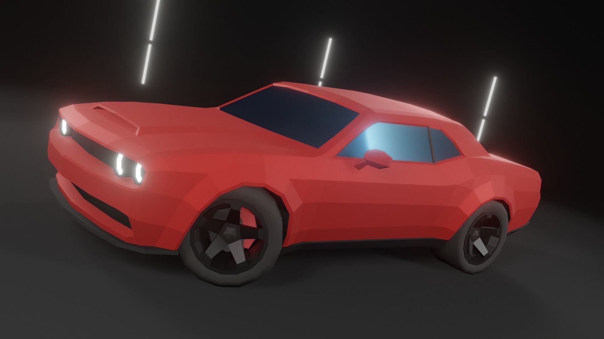 3D model Dodge Challenger Hellcat Low-Poly Car VR / AR / low-poly ...