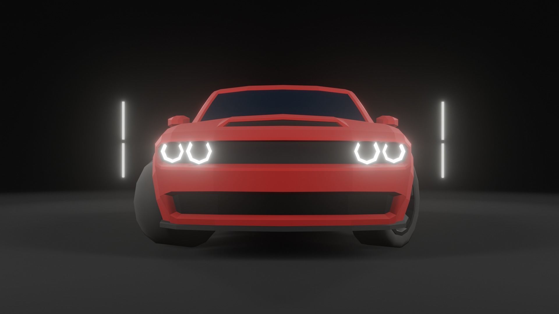 3D model Dodge Challenger Hellcat Low-Poly Car VR / AR / low-poly ...