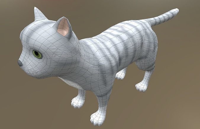 3D model Cat gray VR / AR / low-poly | CGTrader
