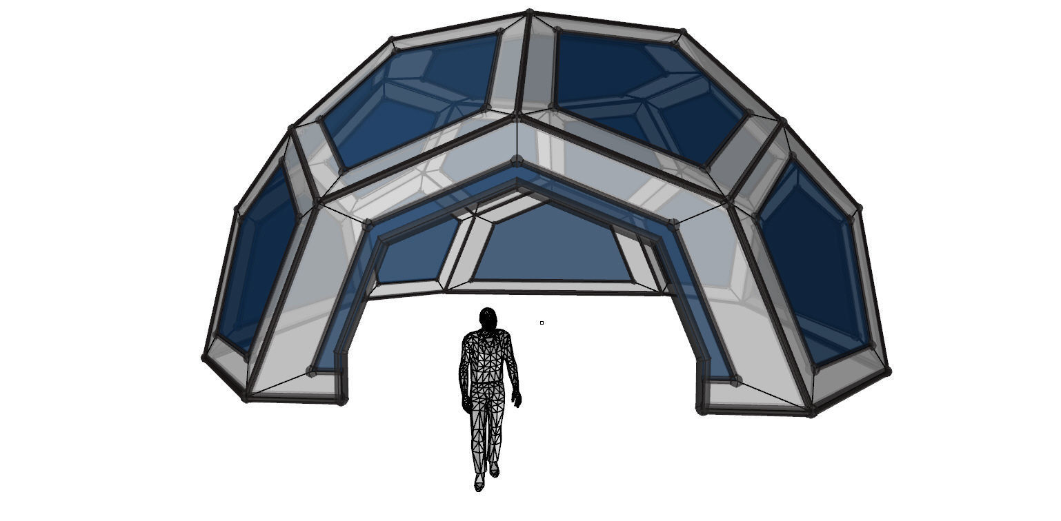 Pentagon Dome with frame and glass 3D model | CGTrader