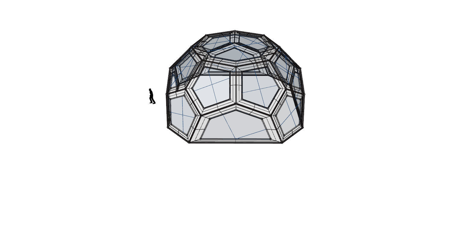 Pentagon Dome with frame and glass 3D model | CGTrader