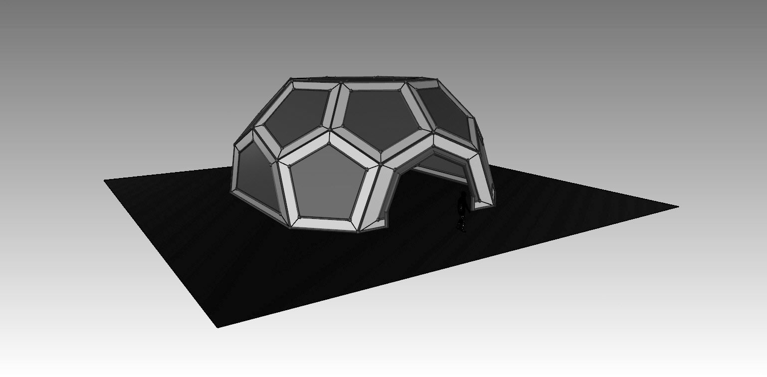 Pentagon Dome with frame and glass 3D model | CGTrader