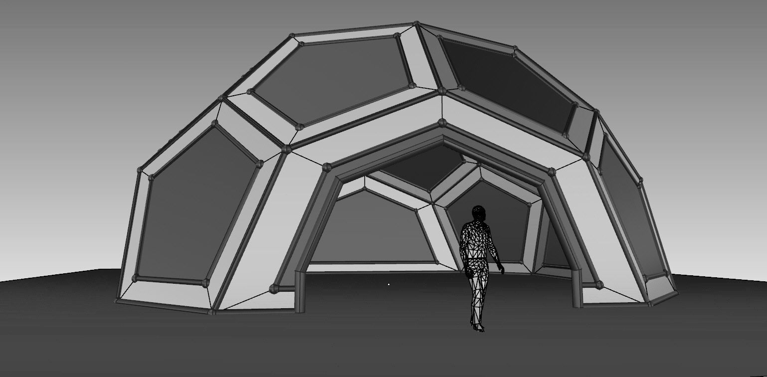 Pentagon Dome with frame and glass 3D model | CGTrader