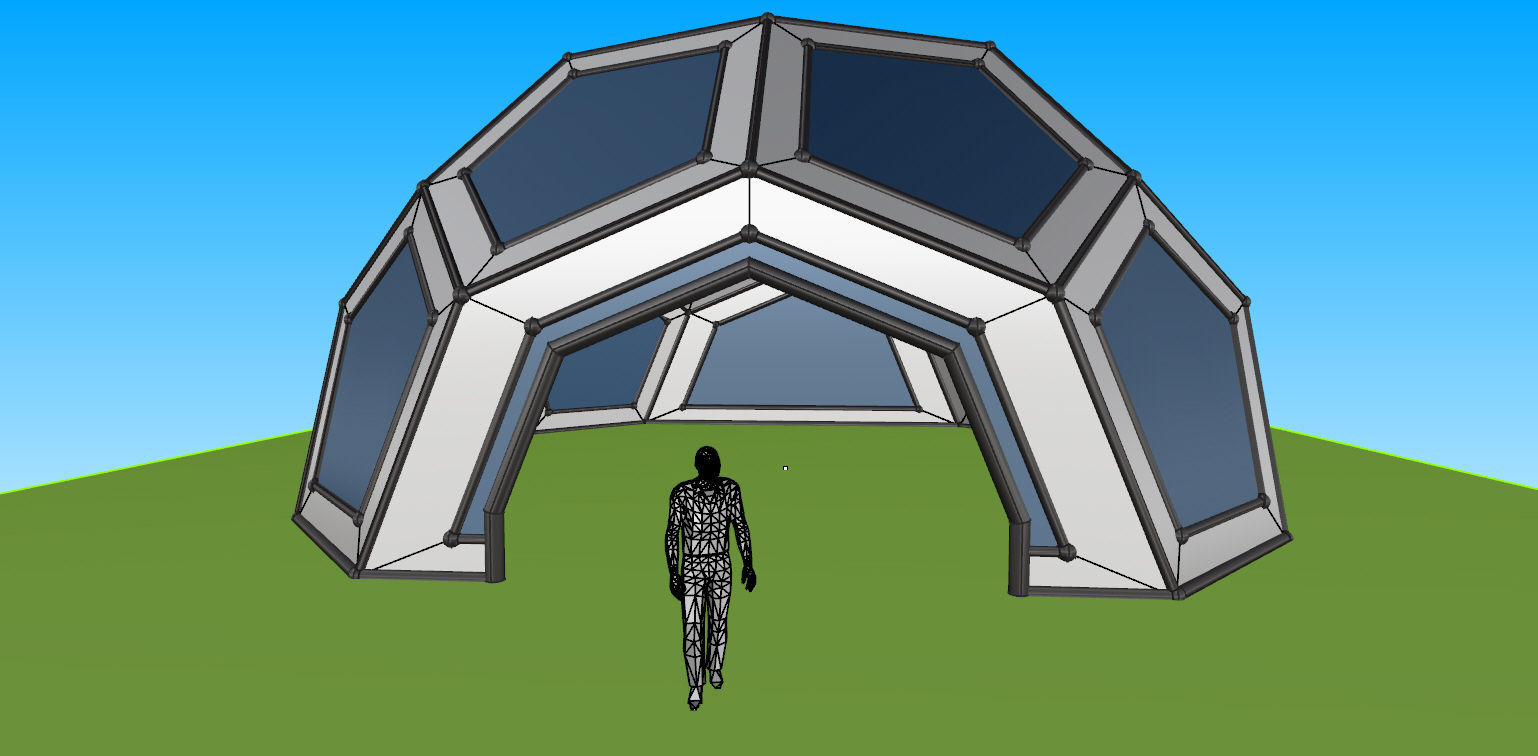 Pentagon Dome with frame and glass 3D model | CGTrader