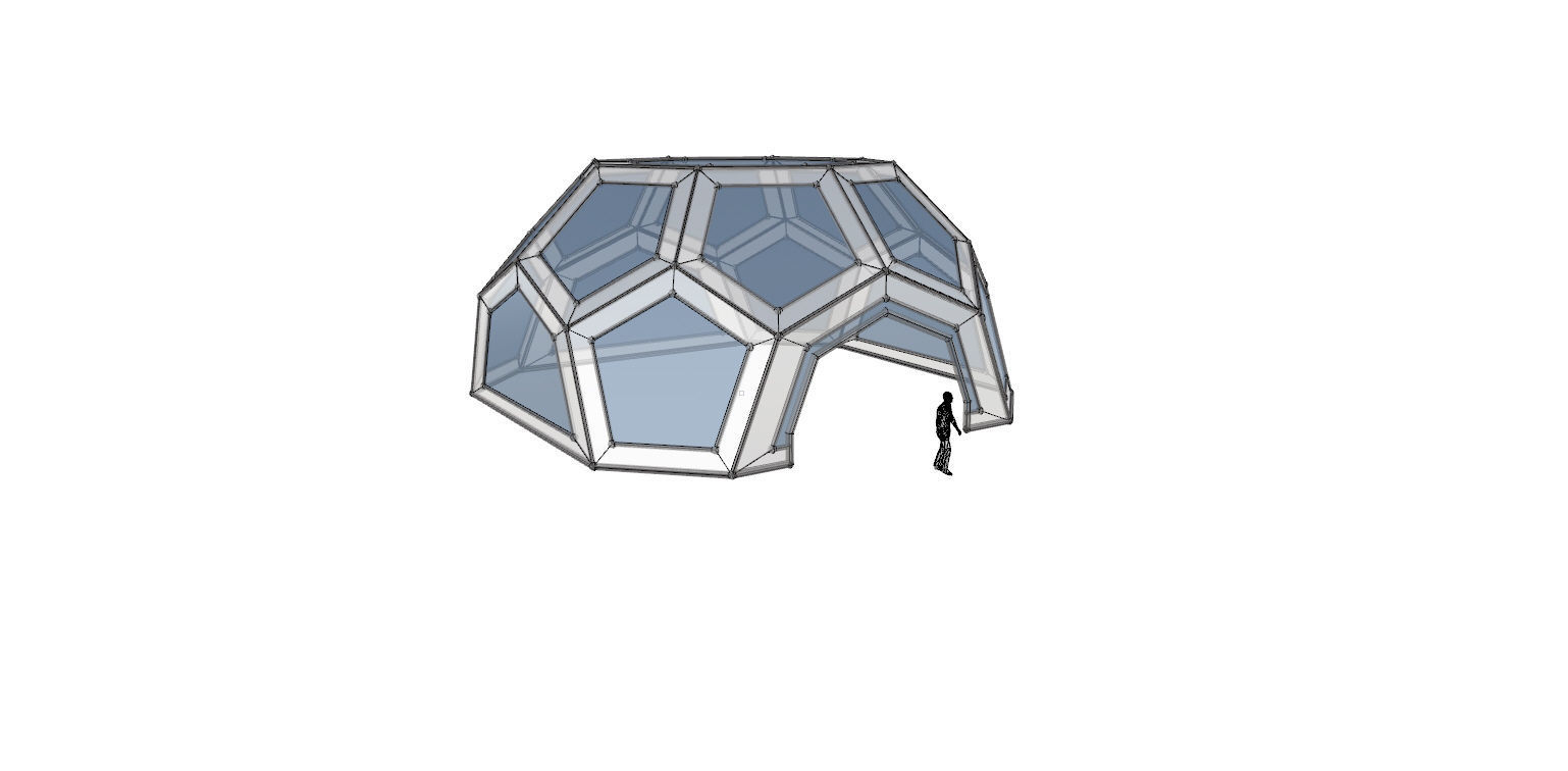 Pentagon Dome with frame and glass 3D model | CGTrader