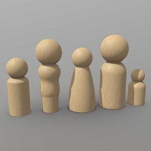 3D model Wooden Toy People 2 VR / AR / low-poly | CGTrader