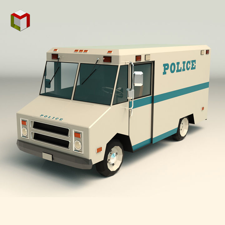 3D model Low Poly Police Van 03 VR / AR / low-poly | CGTrader