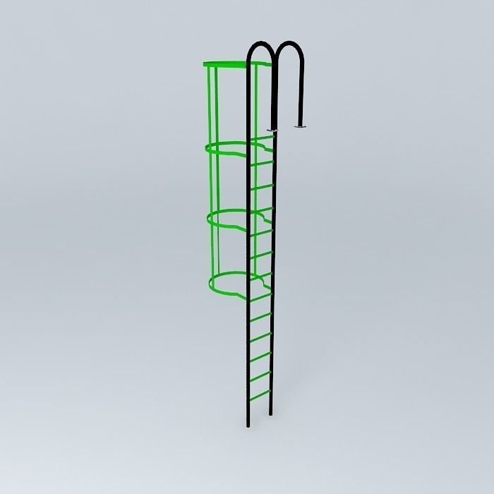 Ladder with safety railing free 3D model | CGTrader