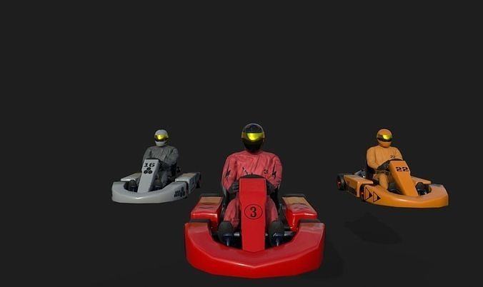 3D model Kart Model pair of racing cars VR / AR / low-poly rigged ...
